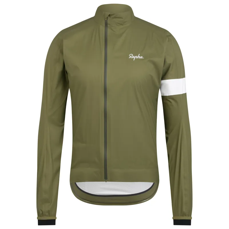 Rapha Men's Core Rain Jacket II in Dark Khaki and White