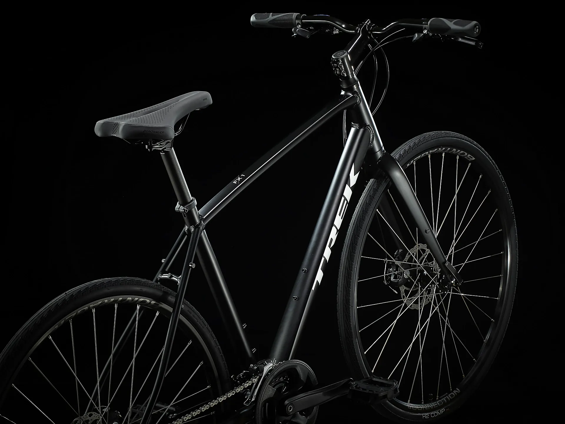 TREK FX 1 Disc Hybrid Bike in Satin Black and Trek Black